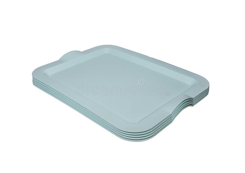 Stack of Plastic Trays for Food Isolated on White Background. Plastic ...