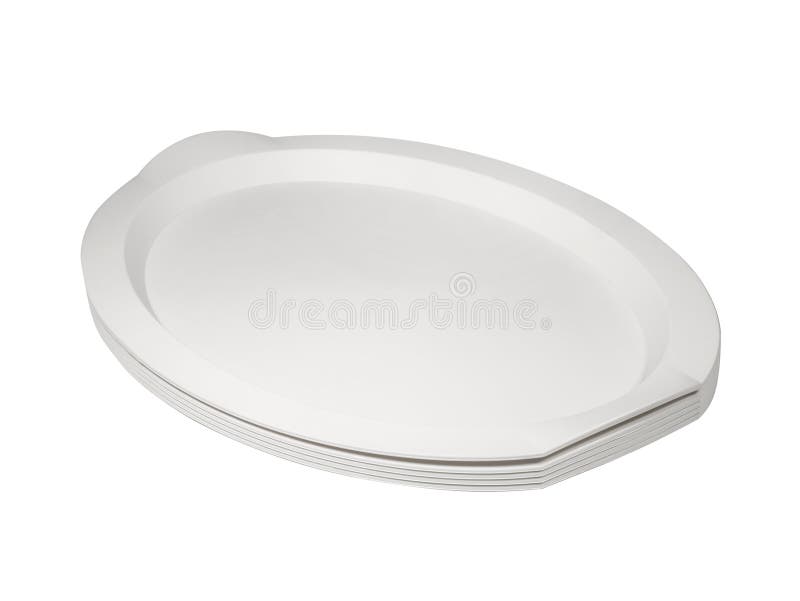 Stack of Plastic Trays for Food Isolated on White Background. Plastic ...