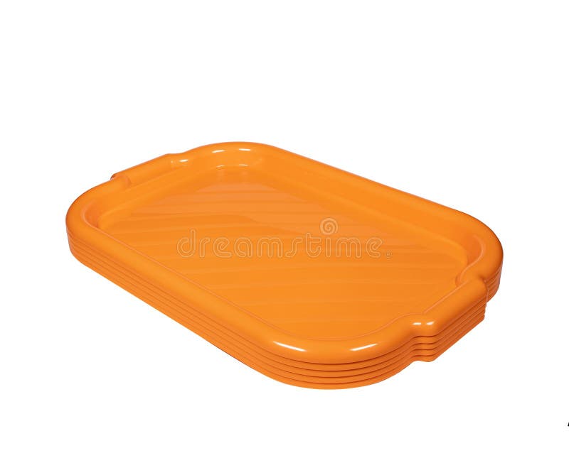 Stack of Plastic Trays for Food Isolated on White Background. Plastic ...