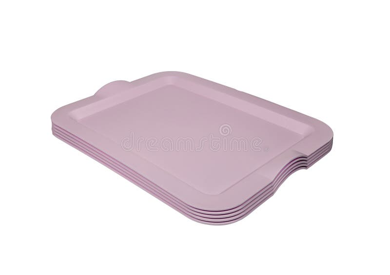 Stack of Plastic Trays for Food Isolated on White Background. Plastic ...
