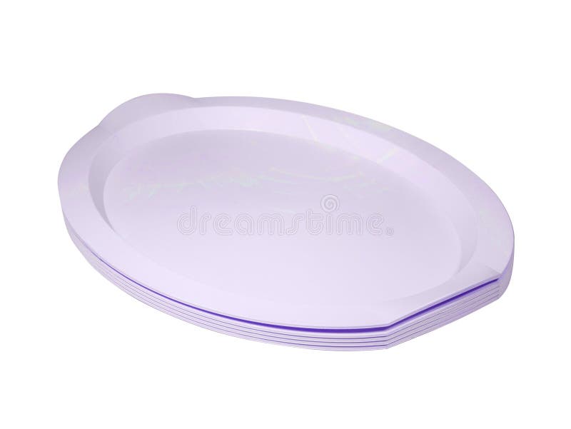 Stack of Plastic Trays for Food Isolated on White Background. Plastic ...