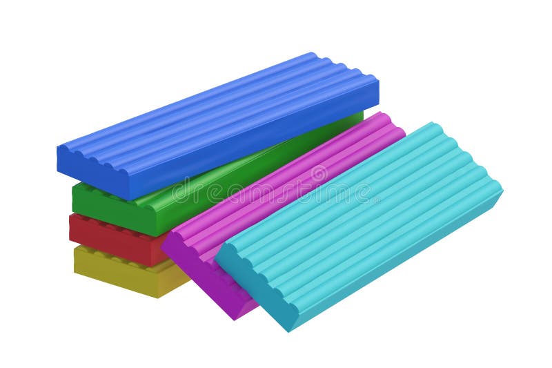 Stack of Plasticine Bricks on Gray Background. Modeling Clay Stock ...