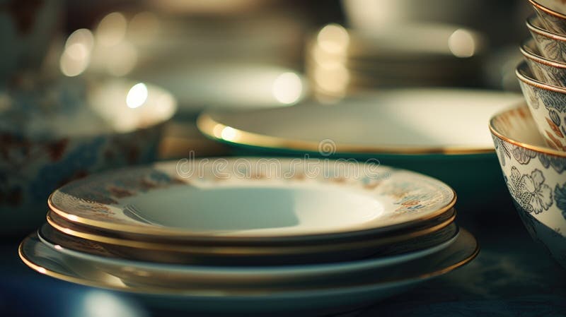 A Stack of Plates and Bowls on a Table, Perfect for Food and Dining ...