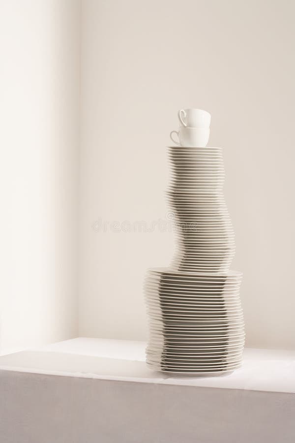 Stack of Clean White Coffee Cups Stock Photo - Image of objects, desert ...