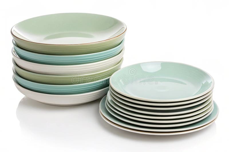 Stack of Plates Isolated on White Background Stock Photo - Image of ...