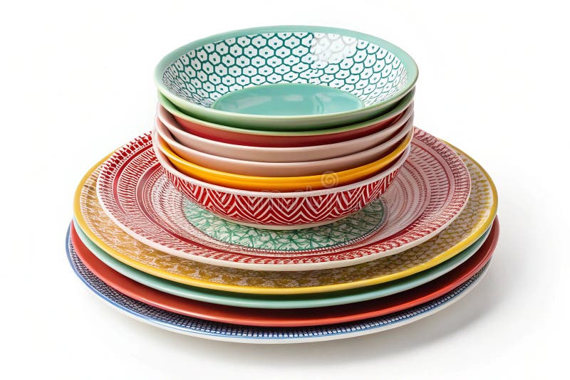 Stack of Plates Isolated on White Background Stock Image - Image of ...