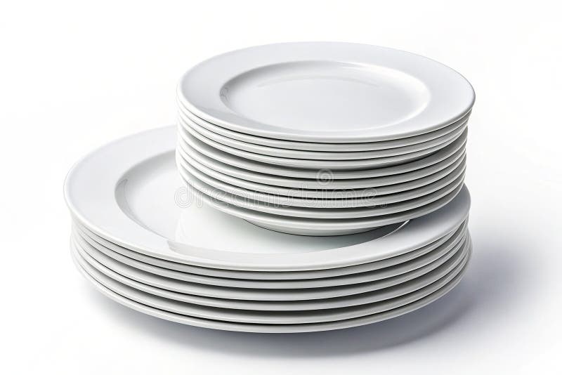 Stack of Plates Isolated on White Background Stock Image - Image of ...