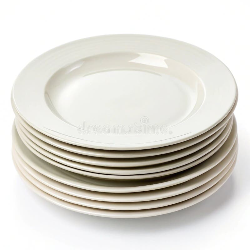 Stack of Plates Isolated on White Background Stock Illustration ...