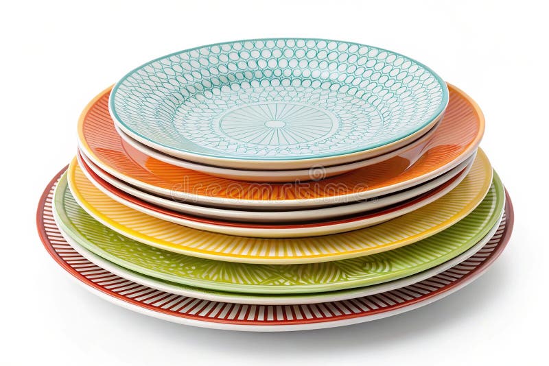 Stack of Plates Isolated on White Background Stock Image - Image of ...