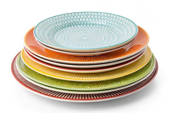 Stack of Plates Isolated on White Background Stock Image - Image of ...