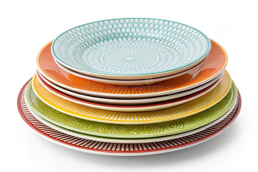 Stack of Plates Isolated on White Background Stock Image - Image of ...