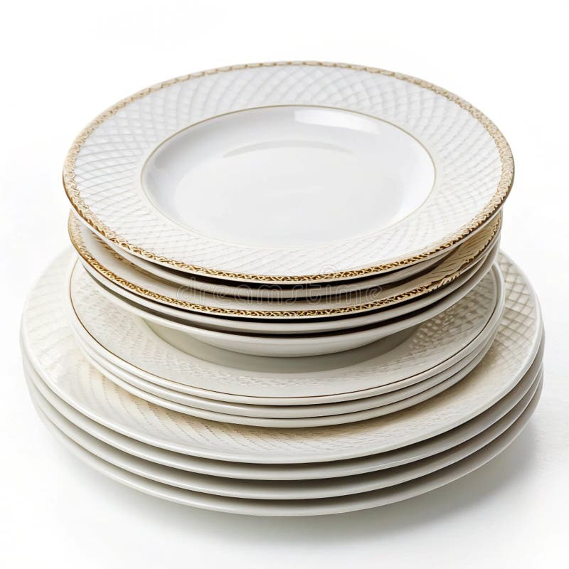 Stack of Plates Isolated on White Background Stock Illustration ...