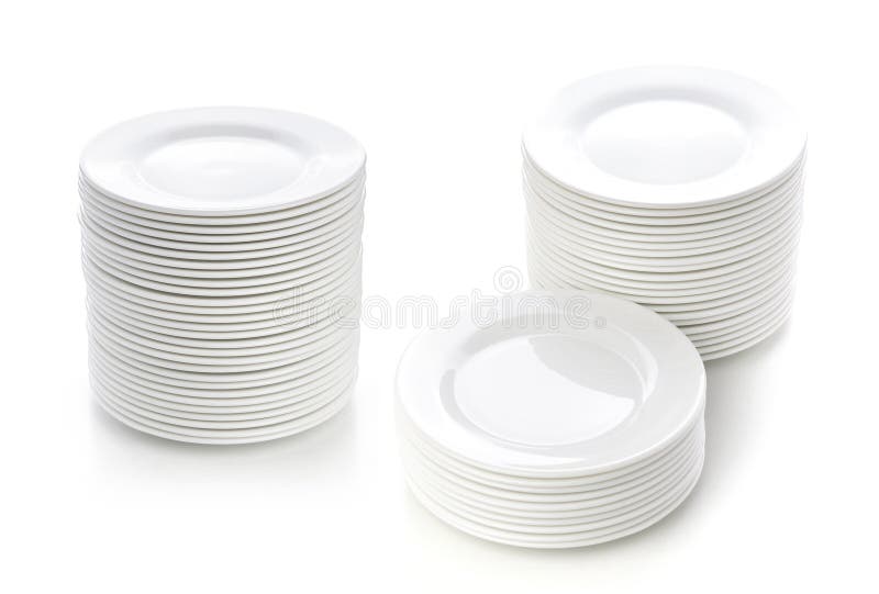 Stack of White Plates Isolated on White Stock Image - Image of ...