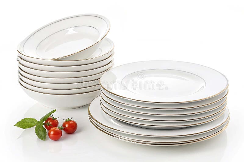 Stack of Plates Isolated on White Background Stock Illustration ...