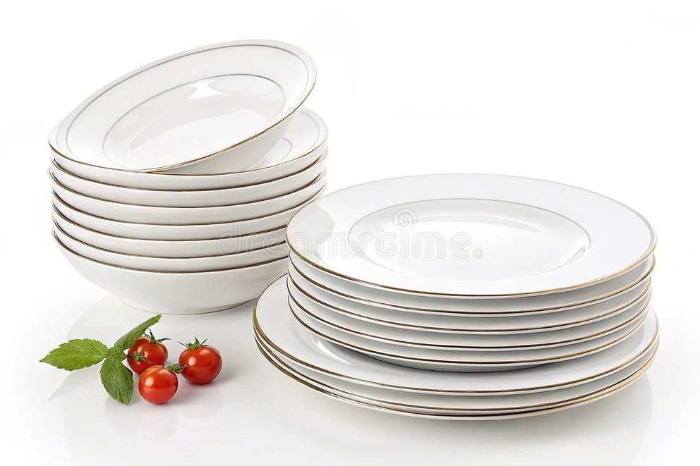 Stack of Plates Isolated on White Background Stock Illustration ...
