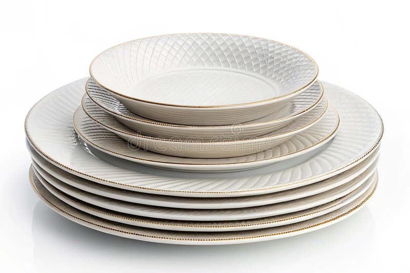 Stack of Plates Isolated on White Background Stock Illustration ...