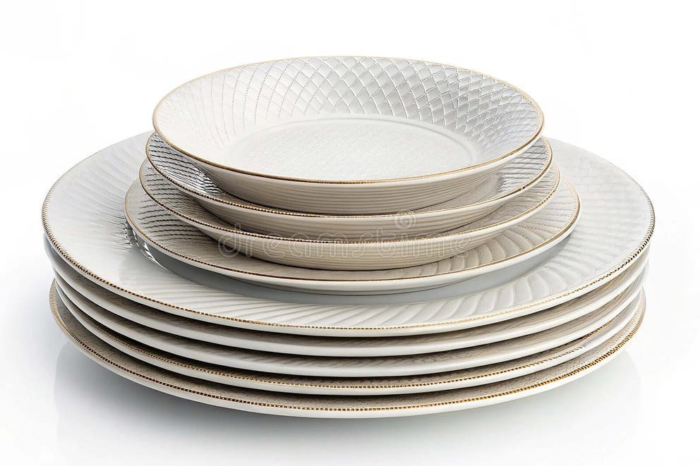 Stack of Plates Isolated on White Background Stock Illustration ...