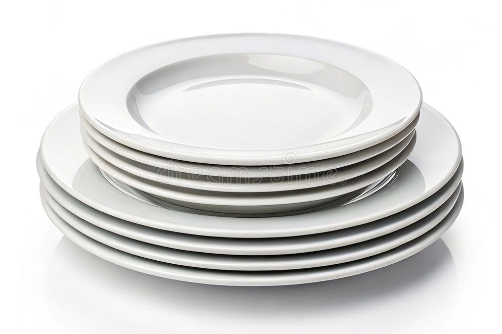 Stack of Plates Isolated on White Background Stock Illustration ...