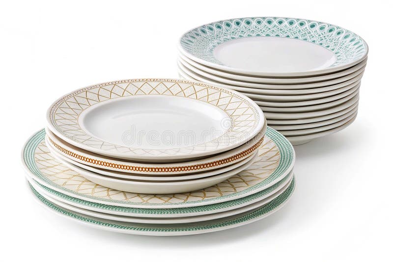 Stack of Plates Isolated on White Background Stock Illustration ...