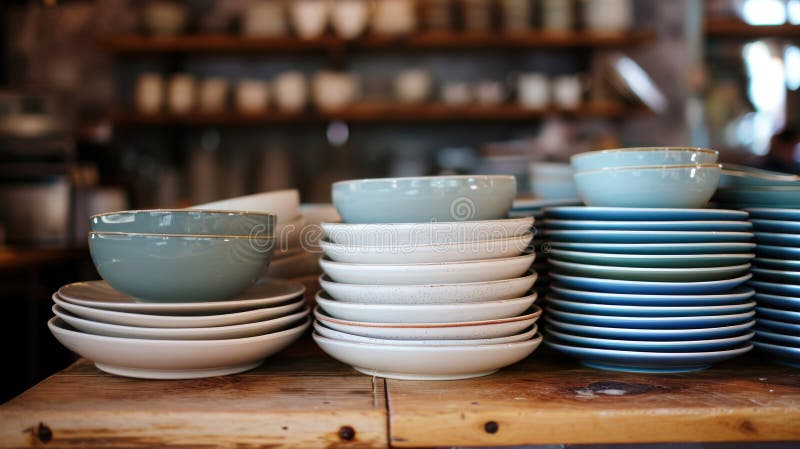 Stack of Plates stock photo. Image of dishes, porcelain - 308981410
