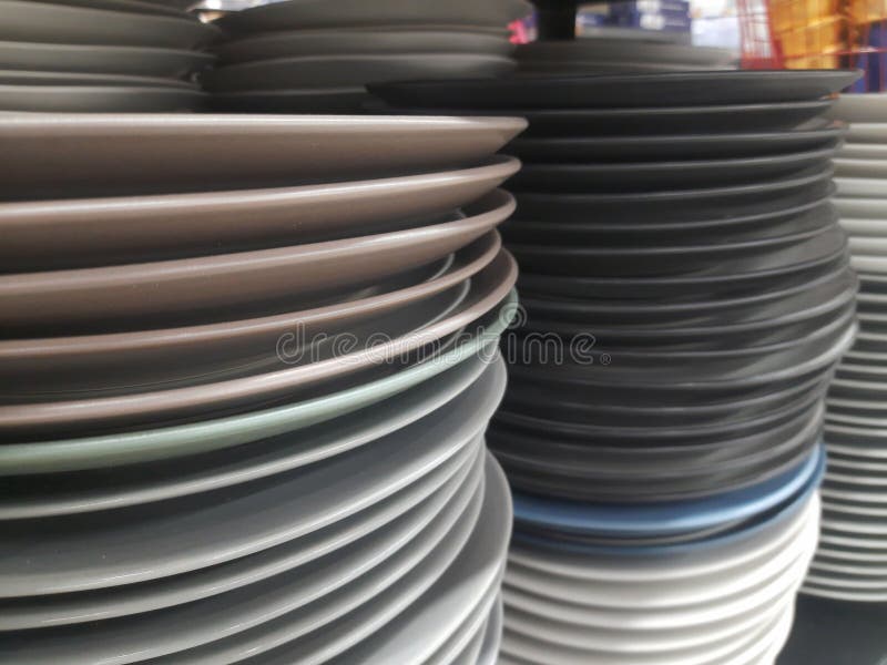 Stack of Plates Sold at Supermarket Stock Image - Image of stack ...