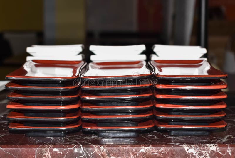 Stack of plates stock photo. Image of plate, white, dishes - 155343550