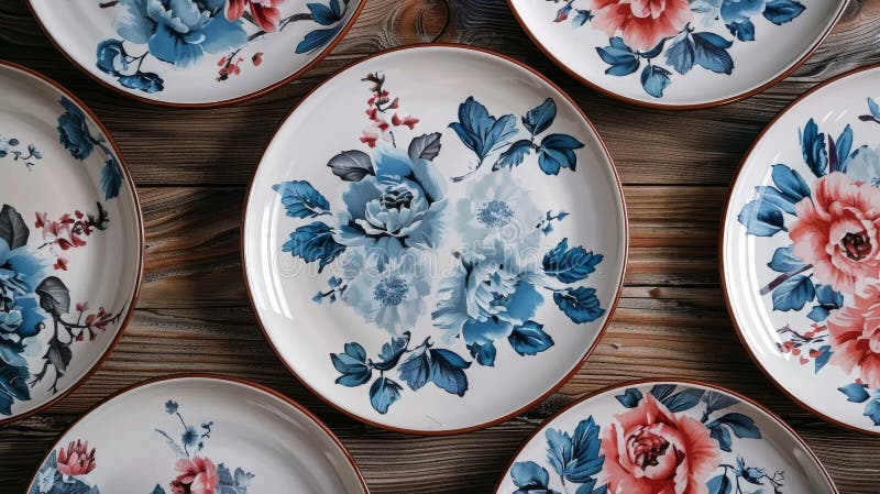 Stack of Plates on Table stock image. Image of assortment - 322434949