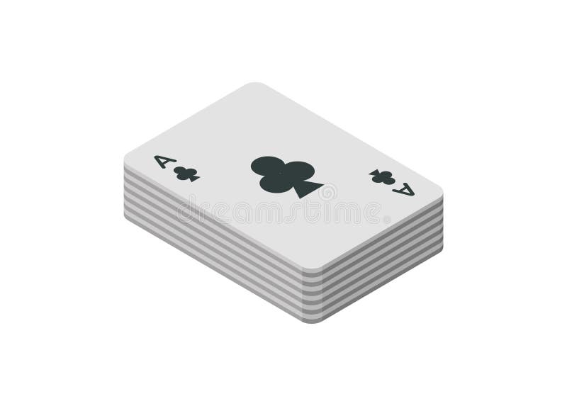 Stack of Playing Card. Ace of Clubs. Simple Flat Illustration in ...