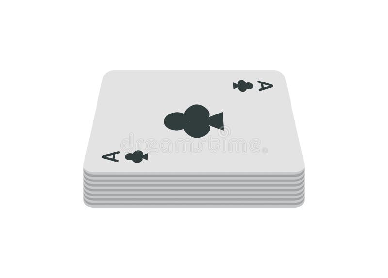 Stack of Playing Card. Ace of Clubs. Simple Flat Illustration in ...