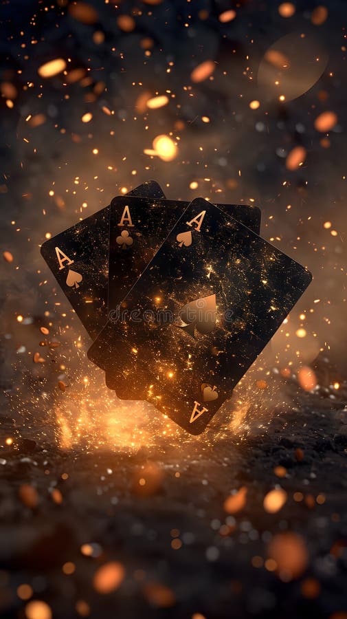 Brown Playing Cards in Air, Dark Atmosphere, Science Event Stock Photo ...