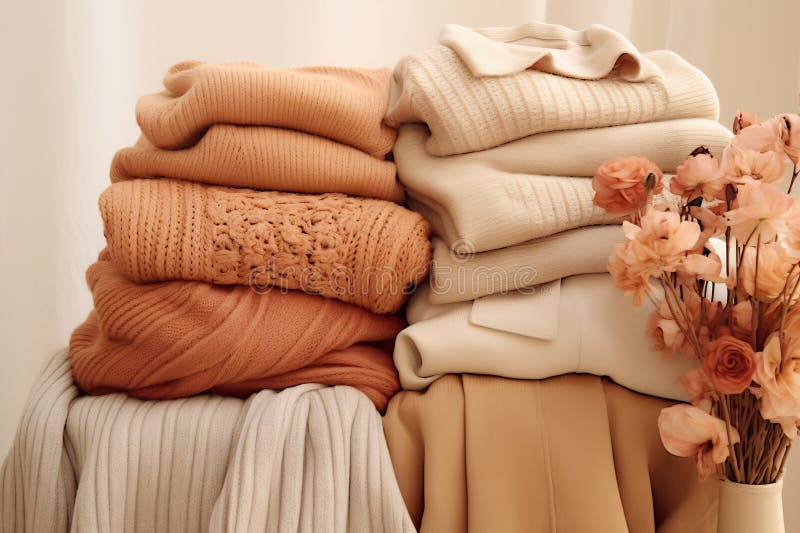 Stack of Plush Autumn Sweaters Stock Photo - Image of seasonal, stack ...