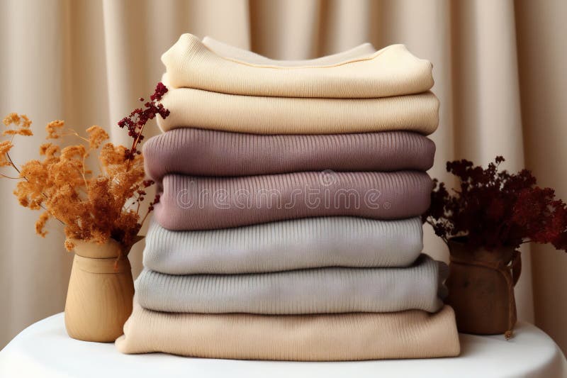 Stack of Plush Autumn Sweaters Stock Image - Image of fashion, chic ...