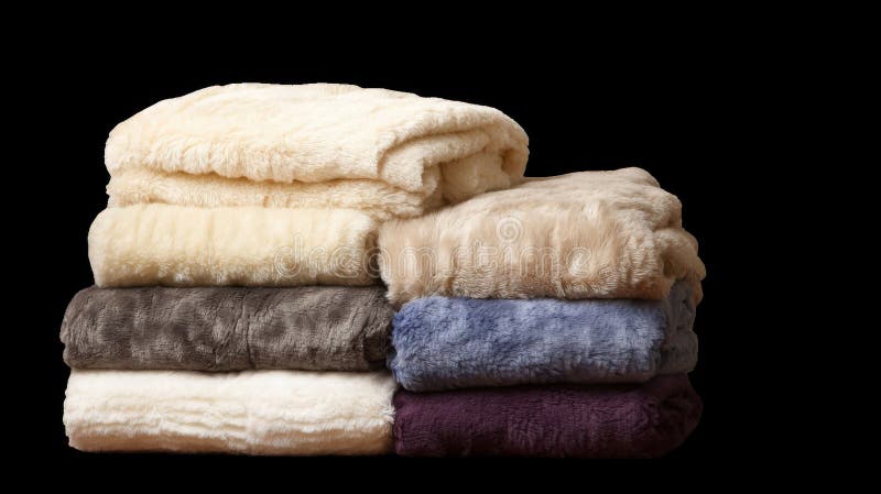 Stack of Plush Blankets in Various Colors on Transparent Background ...
