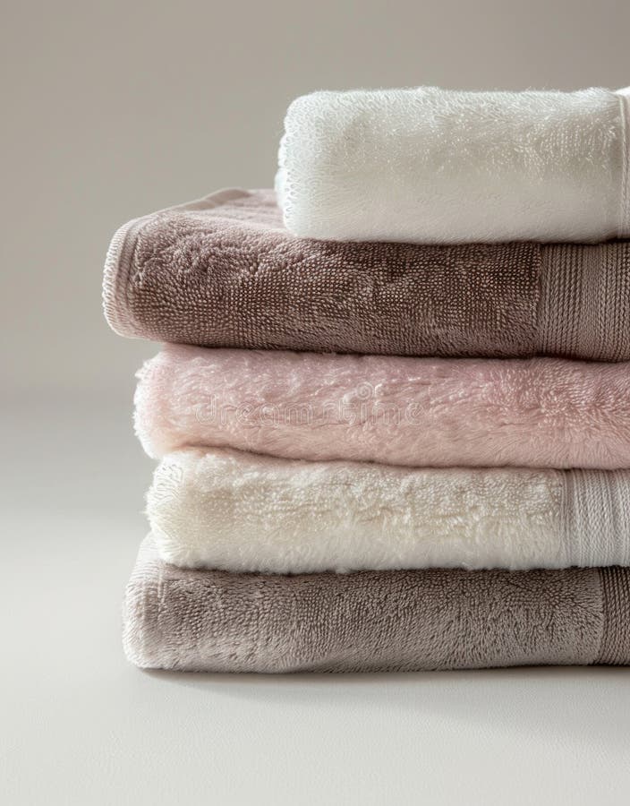 Stack of Plush Towels in Elegant Neutral Colors Stock Photo - Image of ...
