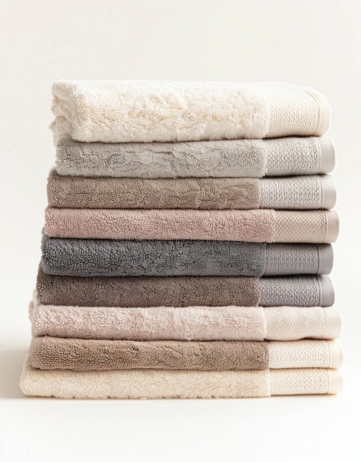 Stack of Plush Towels in Elegant Neutral Colors Stock Photo - Image of ...