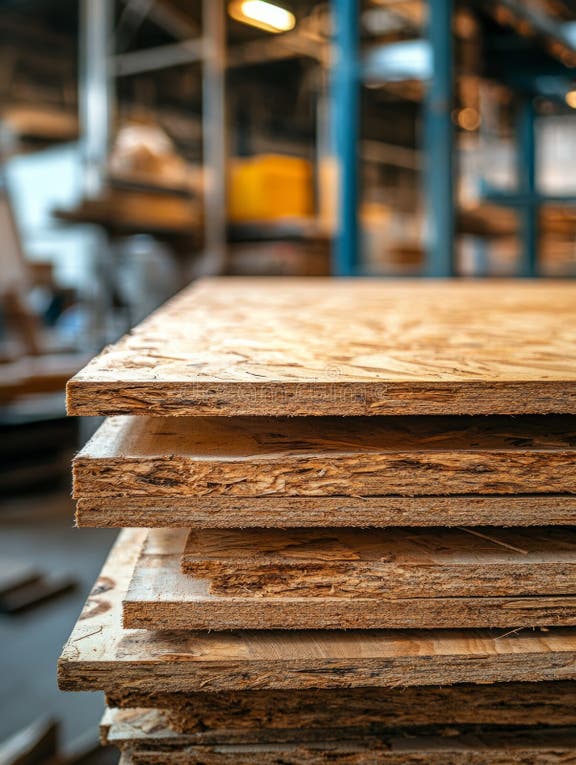 Stack of Plywood Boards in an Industrial Workshop. Stock Image - Image ...