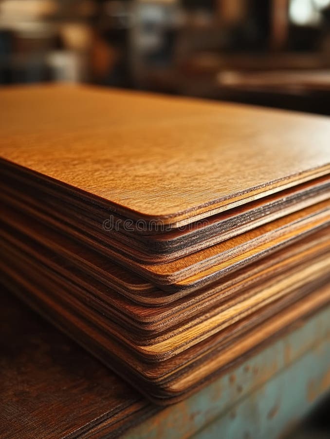 Stack of Plywood Boards in a Warehouse. Stock Photo - Image of layered ...