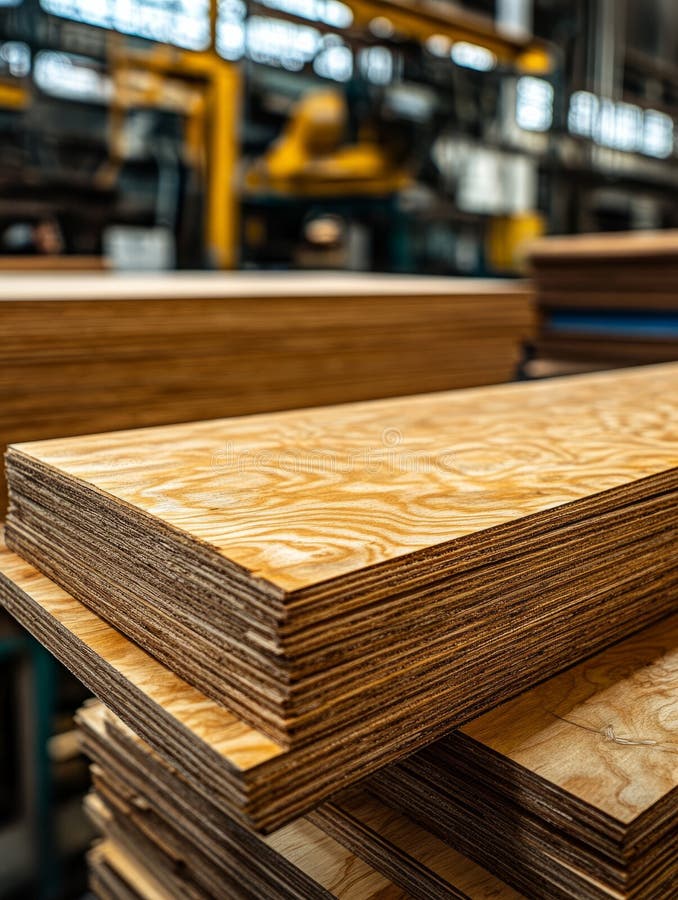 Stack of Plywood Sheets in an Industrial Setting. Stock Photo - Image ...