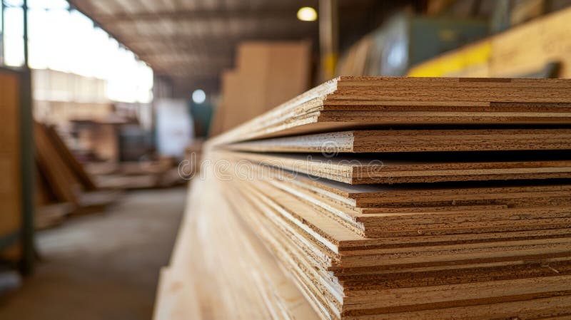Stack of Plywood Sheets in a Warehouse. Stock Photo - Image of ...