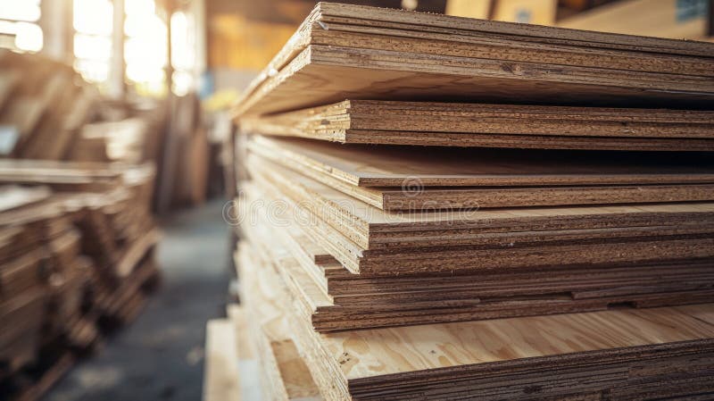 Stack of Plywood Sheets in a Warehouse. Stock Photo - Image of lumber ...