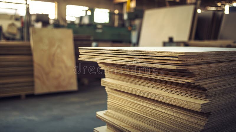 Stack of Plywood Sheets in a Warehouse. Stock Photo - Image of ...