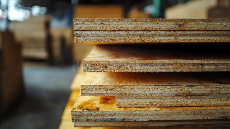 Stack of Plywood Sheets in a Warehouse. Stock Photo - Image of texture ...