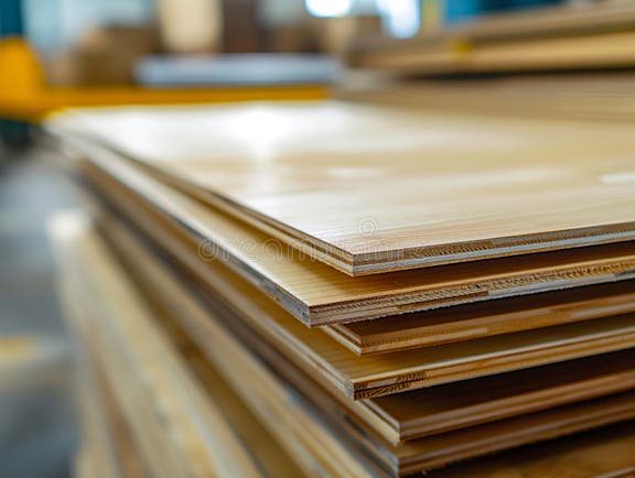 Stack of Plywood Sheets in a Workshop Stock Image - Image of supplies ...