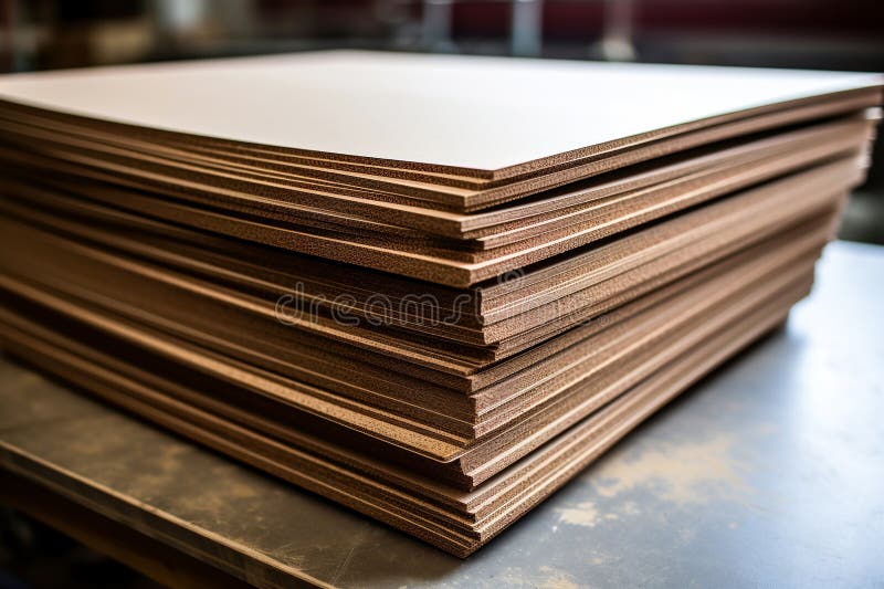 Stack of Plywood Sheets in a Workshop, Ideal for Construction ...