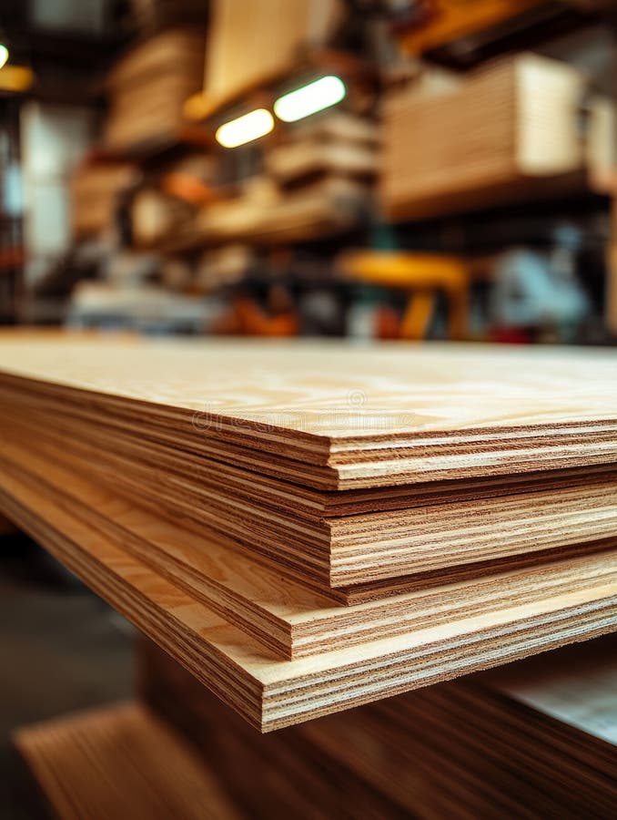 Stack of Plywood Sheets in a Workshop Setting. Stock Photo - Image of ...