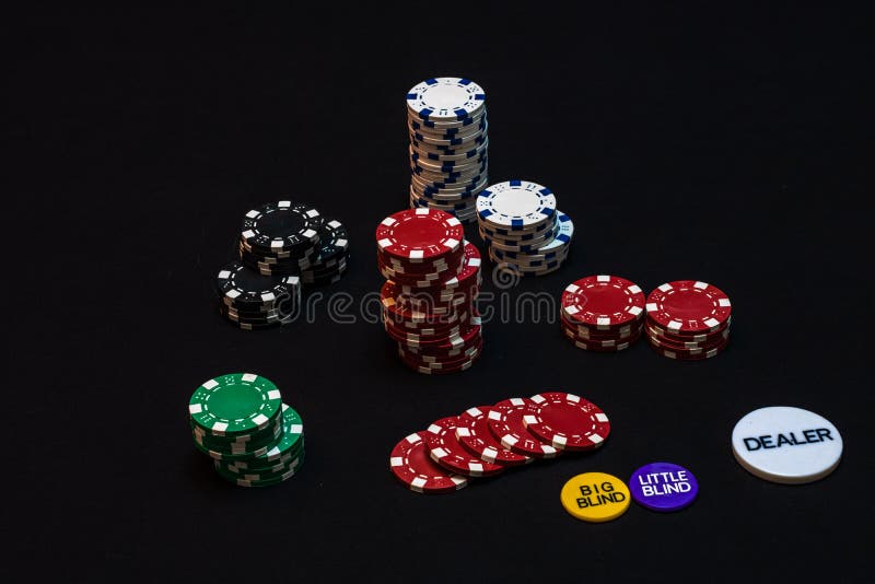 Stack of Poker Chips on Black Background, Poker Chips Spread, Big Blind ...