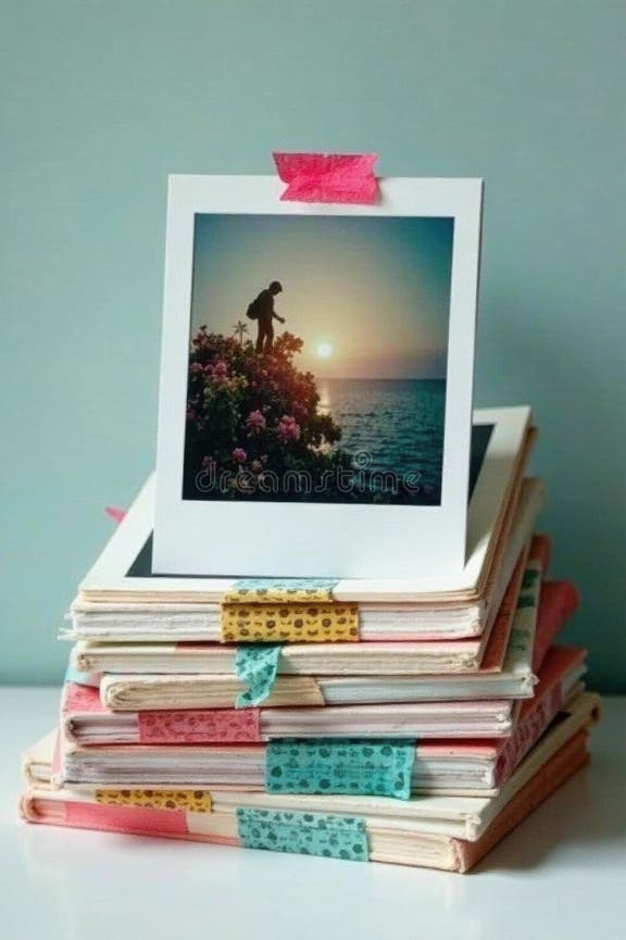 Stack of Polaroid Frames Decorated with Masking Tapes , Celebration ...