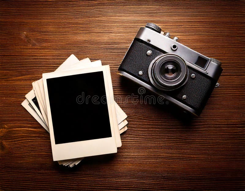 A stack of Polaroid photos stock illustration. Illustration of ...