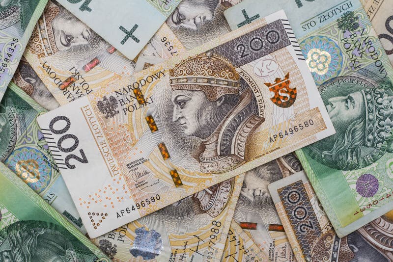 Polish Currency Money Bill Two Hundred Zloty. Macro Crop Portrait of ...