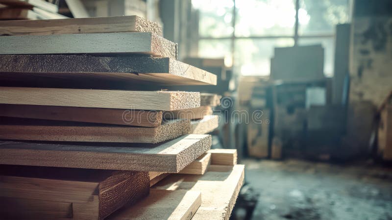 A Stack of Polished Wooden Planks in a Rustic Workshop Ready for ...